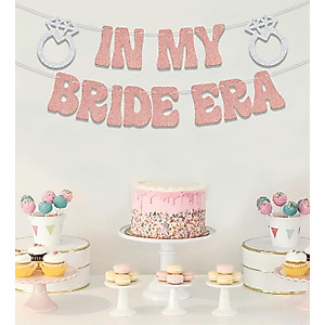 KEWUFD In My Bride Era Banner, Engagement Party Decorations, We're Engaged Banner For Bachelorette/Wedding/Bridal Shower Party Decor Supplies Rose Gold Glitter