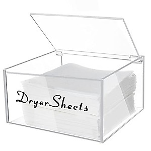 Acrylic Dryer Sheet Dispenser with Lid, Clear Dryer Sheet Holder for Laundry Room Decor and Accessories, Modern Style Fabric Softener Dispenser Transparent Container for Laundry Room Organization