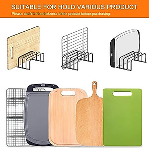 Cutting Board Organizer 2 Pack, Compact Chopping Board Storage Rack for Cabinet, Kitchen Countertop Pan Pot Lids Stand Holder Organizer for Baking Sheets, Flat Plate (0.6 Inch Width Slots)