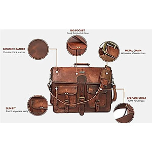 Cuero DHK 18 Inch Vintage Handmade Leather Travel Messenger Office Crossbody Bag Laptop Briefcase Computer College Satchel Bag For Men And Women (assorted colors)