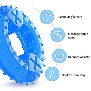 NWK Pet Teether Cooling Chew Toy for Dogs Teething Toy for Puppies, Fit with Treats for More Fun (Chewing Ring)