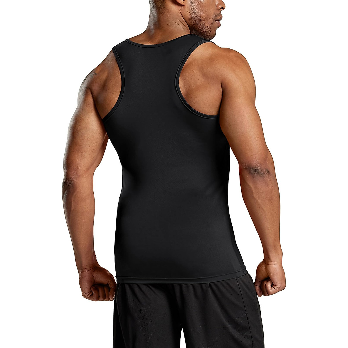 ATHLIO Men's Cool Dry Compression Sleeveless Tank Top, Sports Running Basketball Workout Base Layer, 3pack Tank Top Black/Black/Black, Small
