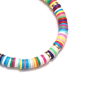 urfer Heishi Earrings Rainbow Colorful African Vinyl Disc Beaded Drop Dangle Stud Earrings Fun Summer Tribal Jewelry(colourful)