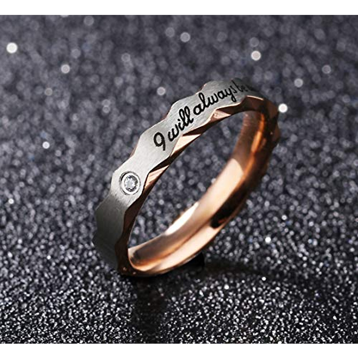 Joyplancraft I Will Always be with You Promise Engagement Ring Set of His and Hers Couple Rings Wedding Gift (Women Size 6)