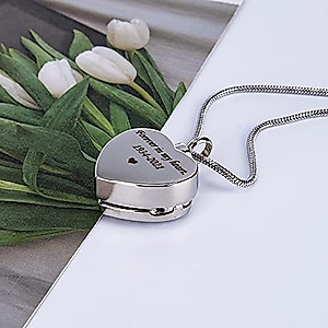 Bivei Customized Heart Urn Necklace for Ashes, Personalized Urn Locket with Picture &Text - Cremation Jewelry for Ashes for Grandma/Mom(Silver)