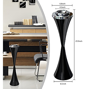 Floor Standing Ashtray with Lid 24 Inches High Standing Ashtray Outdoor Windproof Cigar Butt Ashtray Detachable Ashtray Stand Easy to Clean Tall Ashtray Stable Ashtray for Outdoor or Indoor Use Black