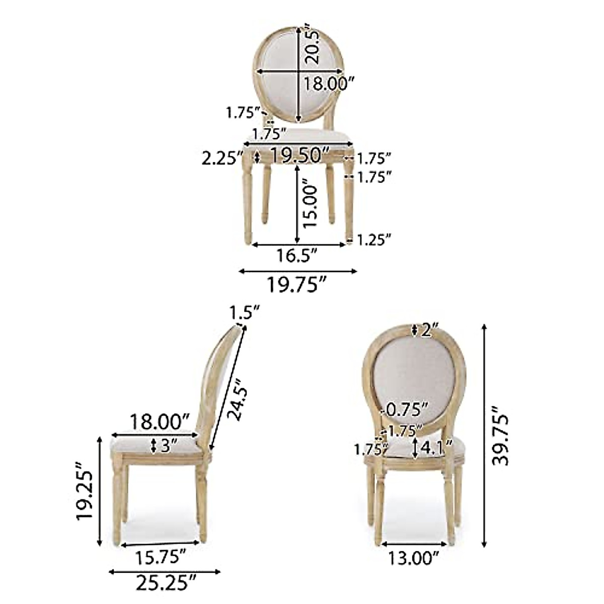 Christopher Knight Home Phinnaeus Polyester Beige Fabric Dining Chair (Set of 2), 2-Pcs Set