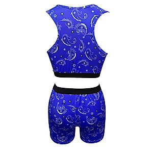 Padaleks Women's Yoga Gym Crop Top Workout Athletic Tank Tops Jogger Shorts Pants Tracksuit 2 Piece Outfits Set