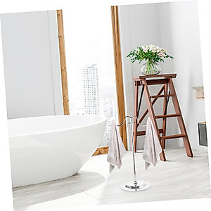 Anneome Bath Towel Rack Towel Rail Bag Rack Round Bottom Vertical Metal Hangers Bags Tower Hanger Dressing Table Kitchen Towel Rack Balance Stainless Steel No Punching