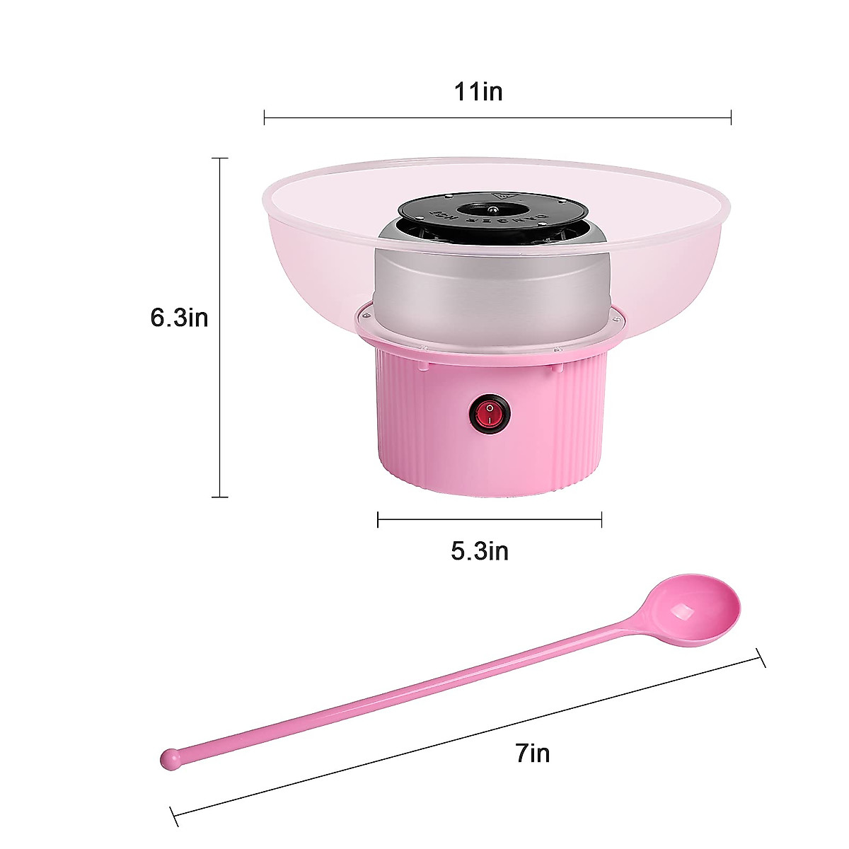 VAlinks Cotton Candy Machine, Mini Electric Cotton Candy Maker with Splash-Proof Plate & Sugar Scoop Use with Sugar, Candy, Homemade Sweet for Home Family Birthday Party, Christmas & Wedding, Pink