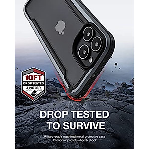 RAPTIC Shield for iPhone 13 Pro Case, Shockproof Protective Clear Case, Military 10ft Drop Tested, Durable Aluminum Frame, Anti-Yellowing Technology Case for iPhone 13 Pro, Black