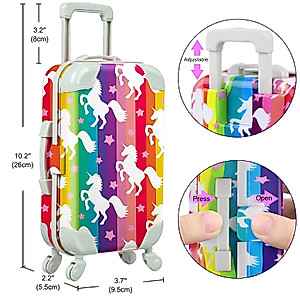 ZITA ELEMENT 24 Pcs 18 Inch Girl Doll Clothes and Accessories Travel Suitcase Set for 18 Inch Doll Accessories Unicorn Stuff