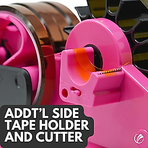 Echomerx Multi-Roll Heat Tape Dispenser Sublimation - Best Cut Heat Resistant Thermal Tape for Sublimation Transfer, Pen Holder, 1 and 3 inch Core, Optional Heat Press Tape Pack, Pink