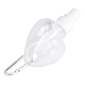 BORDSTRACT Travel Spray Bottle 50ml, Transparent Empty Heart Shape Plastic Containers for Camping, Hiking, Cleaning and Skin Care Atomizer with Keychain (White)