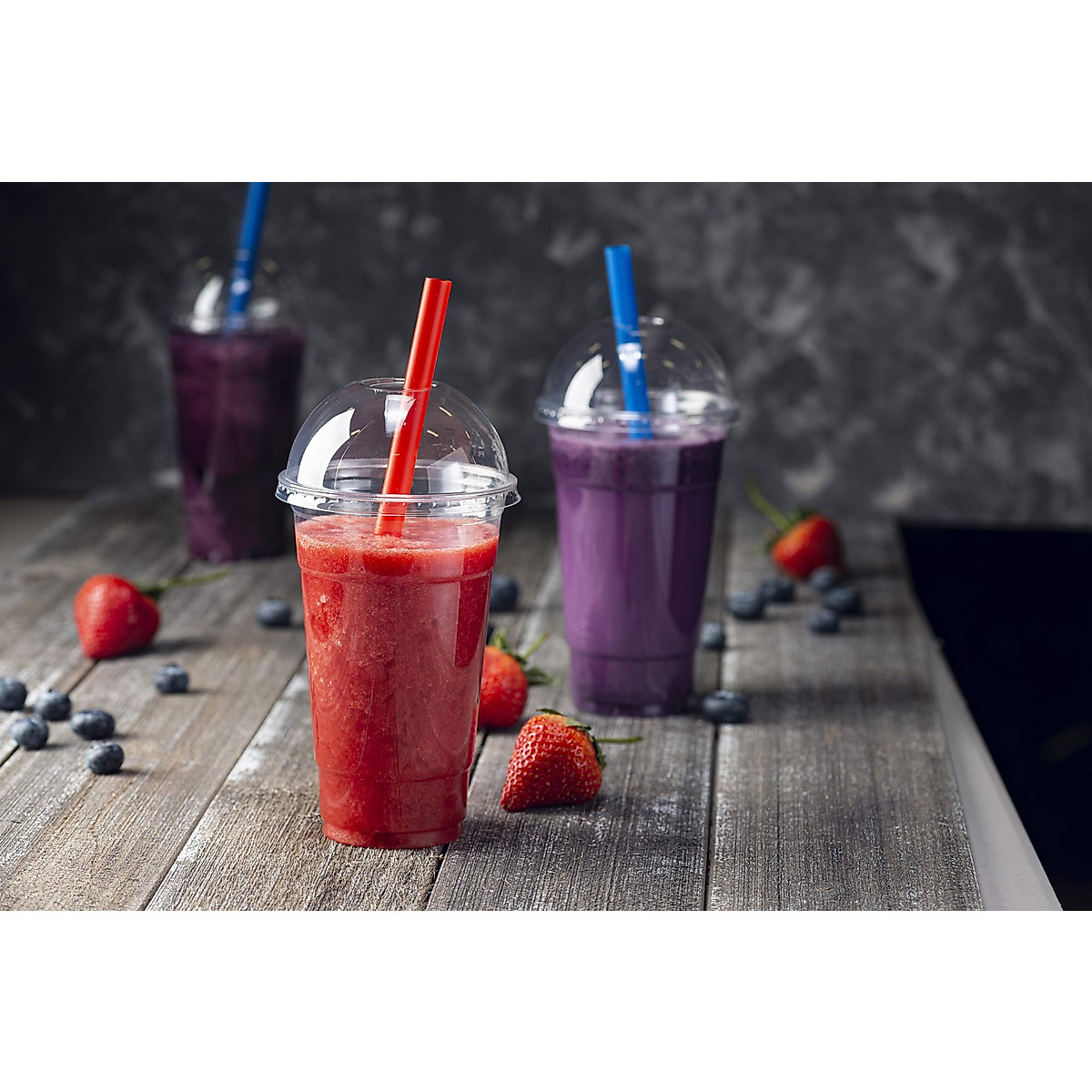 Black Jumbo Smoothie Straws, Black Disposable Wide-mouthed Large Milkshake Straws 9'' Inches High/Tall 100 pack