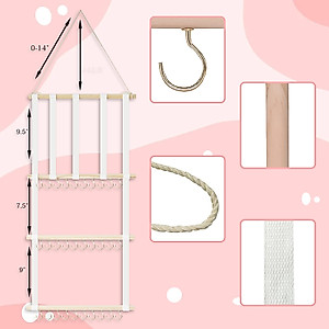 Aesorad Bow Holders for Girls, Hair Bow Holder Organizer for Girls Hair Bows and Headbands, Hair Clips Tie Headband Holder Storage for Baby Girl Room Nursery Wall Hanging Door