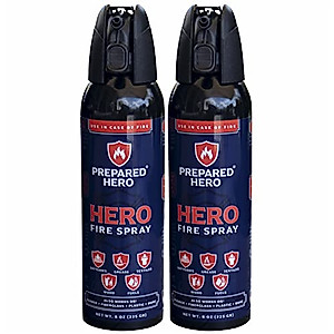 Prepared Hero Fire Spray - Mini Fire Extinguishers for House, Car, Garage - Kitchen Small Fire Extinguisher for Home, Made in USA, 100% Organic - Compact, Portable & Easy to Use, Non-Toxic - 2 Pack