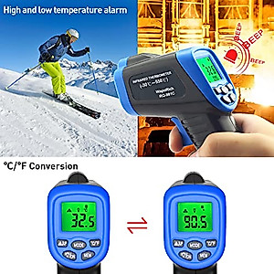 Infrared Thermometer Digital Laser Thermometer RQ-981C, Non-Contact Digital Infrared Thermometer from -50℃ to 550℃(-58 to1022℉) Come with LCD Back-Light, Data Hold for Industrial (Not for Human)
