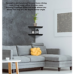 Greenco Set of 2 Corner Floating Shelves with Concealed Hardware- Espresso Finish