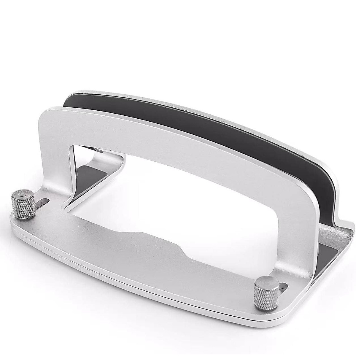 LOTEYIKE Aluminum Vertical Laptop Stand, MacBook Pro Laptop Vertical Stand Dock Holder with Adjustable Slot Fits All Laptops Notebook Tablets MacBook Air- Save Space & Improve Airflow, Silver