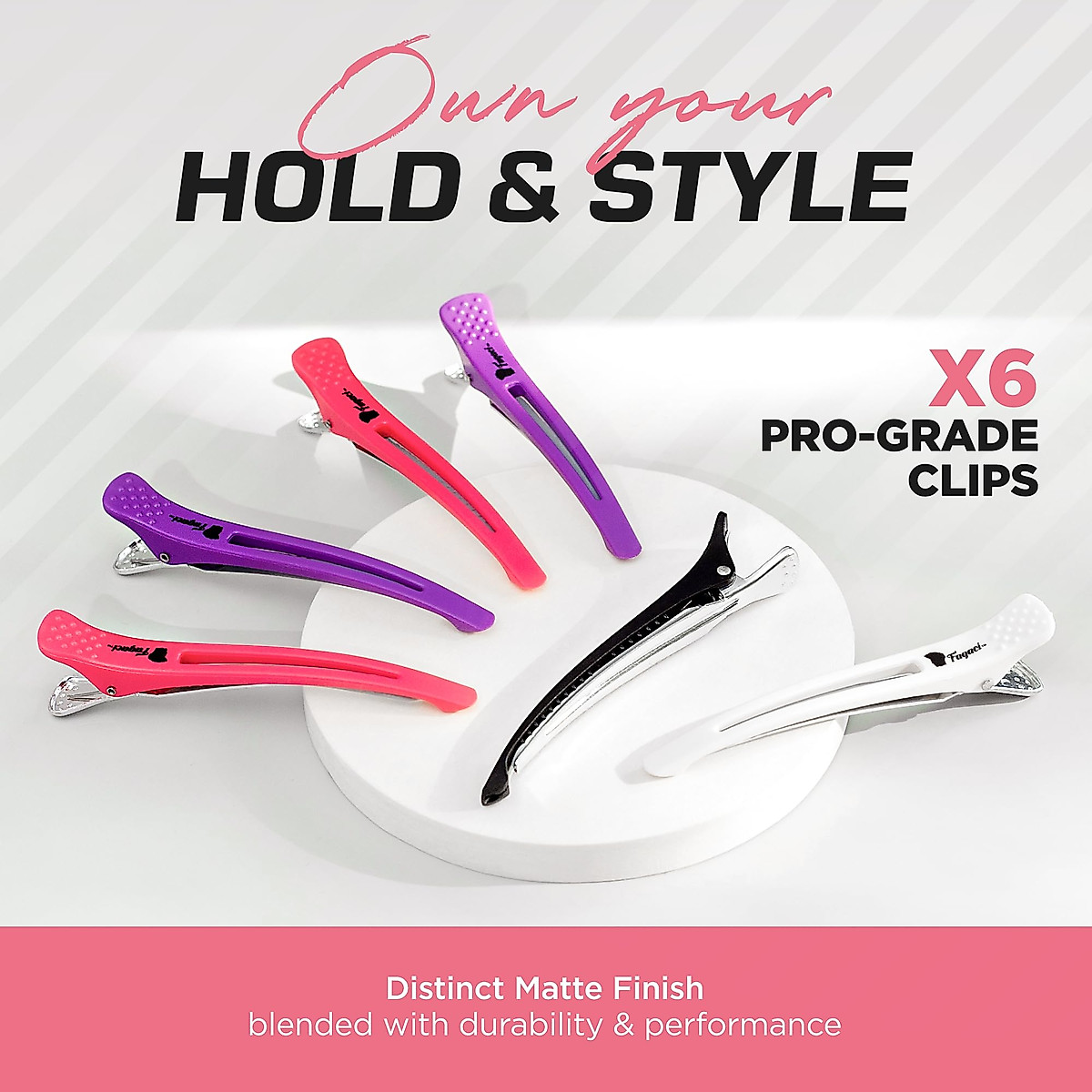 Fagaci Firm Grip Hair Clips with Silicone Band - Durable Duckbill and Alligator Clips for Sectioning, Styling, and Salon Use