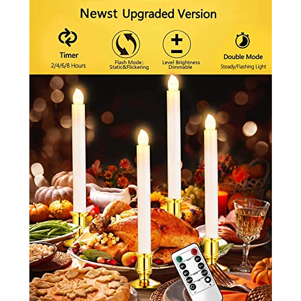 YAUNGEL Window Candles, 8 Pack LED Battery Operated Christmas Candles for Windows with Remote Timer Electric Candle Lights with Removable Candle Holders Suction Cups for Christmas Decorations…