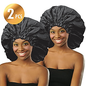 Donna Premium Collection Super Jumbo Shower Cap 2 Packs (Black)