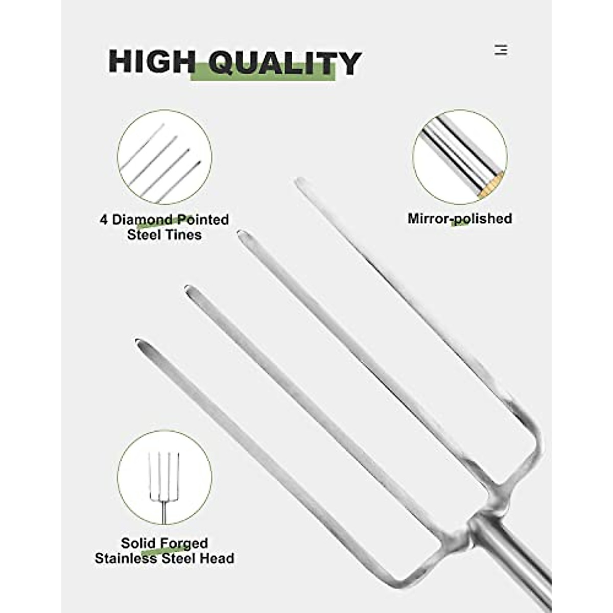 Garden Fork Heavy Duty Pitchfork for Digging Gardening Spade Fork 43 inch with D-Handle 4-Tine Pitch Fork Garden Tool for Spading Digging Turning Planting Cultivating Aerating Steel Compost Fork