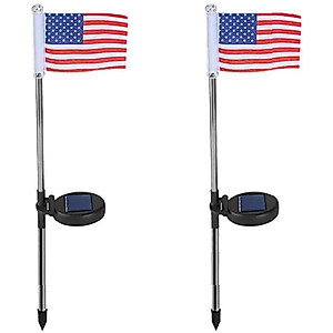 Epicgadget Solar Lights Outdoor, Outdoor Led Pathway Landscape Solar Lights Solar Powered Garden Lights American Flag Shaped Decor Stake Lights for Yard Patio Walkway Pathway (2 Pieces)