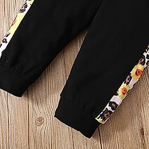 SOBOWO Toddler Baby Girl Clothes Mama's Mini Floral Hoodie Top Floral Long Pants 2Pcs Fall Winter Outfits (Mama's Mini Black, 18-24 Months)
