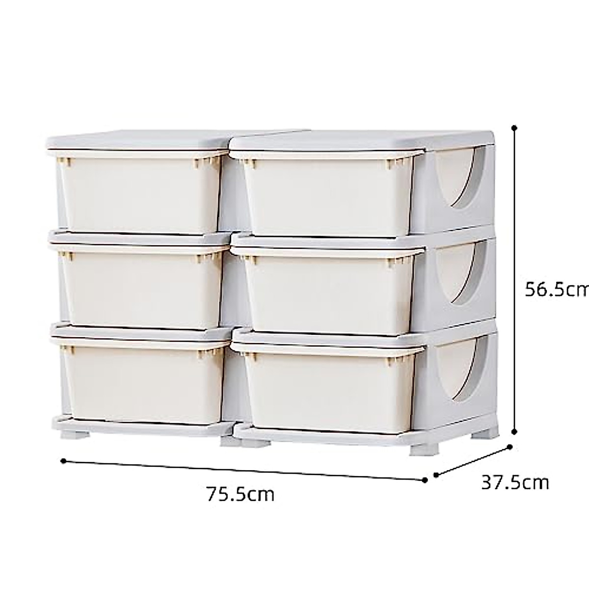 Kids Toy Organizer and Storage 6 Drawers 3 Tier Plastic Bin for Bedroom Living Room Nursery Kindergarten Cream Grey