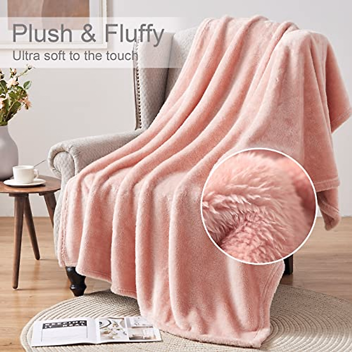 Whale Flotilla Breathable Fleece Throw Blanket for Couch Sofa(50x70 Inch), Super Soft Fuzzy Blankets for All Season, Lightweight and Fluffy, Pink