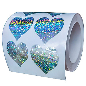 Glitter Valentine Heart Stickers Valentine's Love Decorative Stickers 1.1 Inch - 500 Valentine's Day Decorations Accessories for Kids Parties Envelops