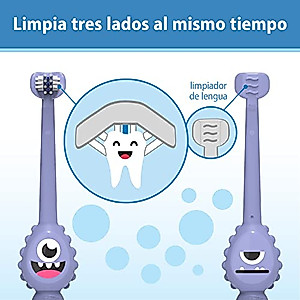 Dr. Brown's ToothScrubber Toothbrush, Three-Sided Toddler Training Toothbrush for Ages 1-4 Years with Suction Cup Base and Color Changing Bristles