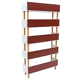 Gdrasuya10 5 Tier Tall White Bookshelf Bookcase, Free Standing Bookshelf Bookcase Open Book Shelves Modern Bookcase Display Storage Organizer for Bedroom Living Room