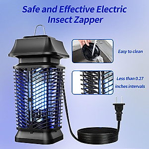 Bug Zapper Outdoor, 2024 Upgraded Mosquito Zapper for Indoors with Powerful 20W Bulb, 4200V Waterproof Fly Zapper,Electric Fly Traps Outdoor Mosquito Killer for Home,Backyard,Patio Yard,8.2Ft Cord