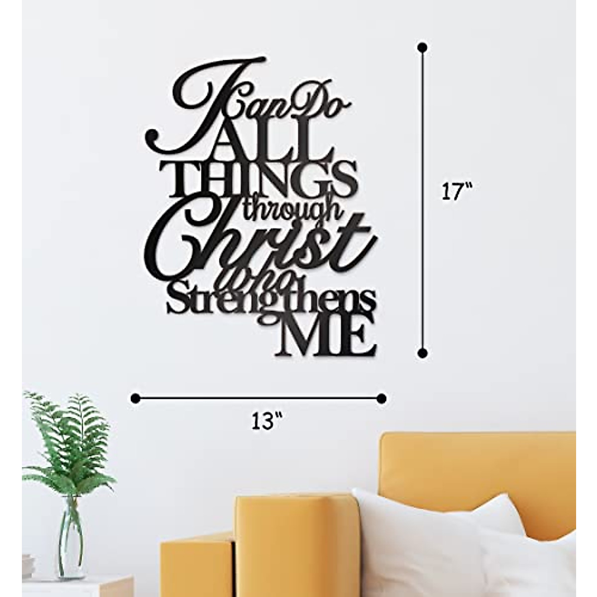 Vivegate I Can Do All Things Through Christ Metal Wall Art, 17"X13" Philippians 4 13 Christ Home Decor I Can Do All Things Through Christ Who Strengthens Me Religious Scripture
