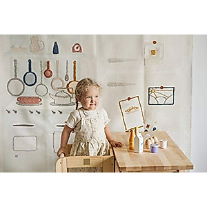 MEOWBABY Kitchen Step Stool for Kids - Toddler Learning Stool, Wooden Adjustable Helper for Toddlers, Natural