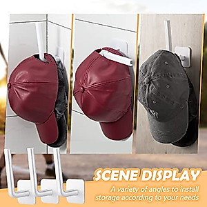 10 Pcs Hat Hooks for Baseball Caps Adhesive Hat Rack for Wall Hat Organizer Cap Hanger Holder Storage No Drilling for Door Office Closet Wall Bedroom