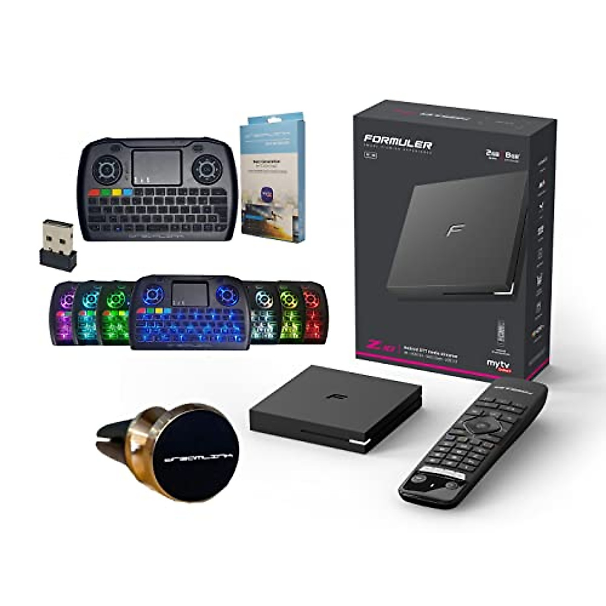 Formuler Z10 Android 10 Dual Band 5G LAN 2GB Ram 8GB ROM 4K + Extra 7 Colours Wireless Keyboard + Extra Magnetic Car Mount