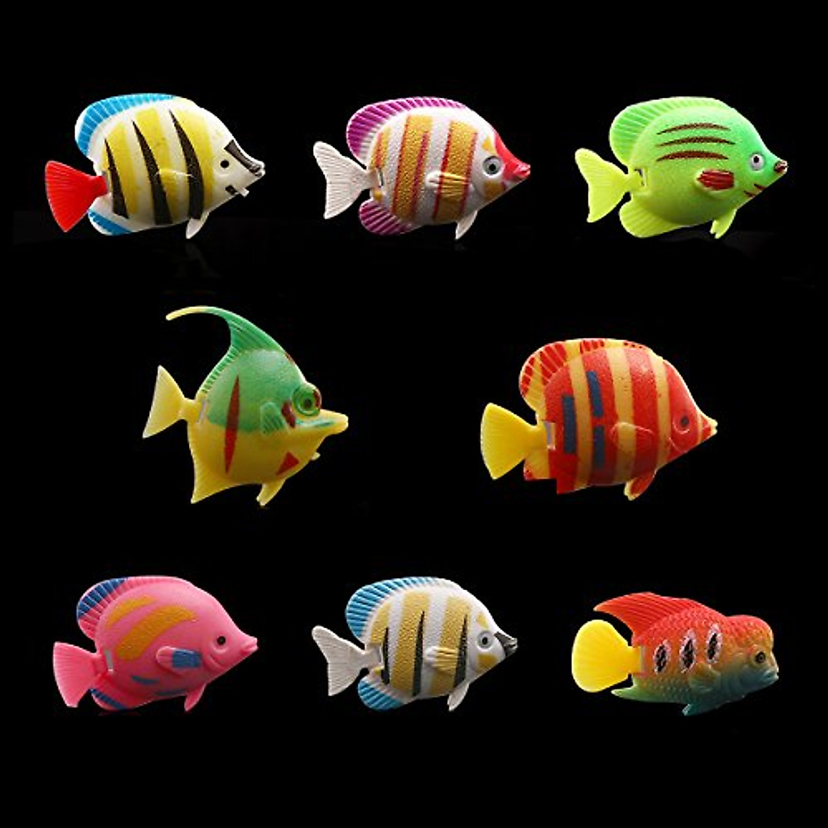 TINKSKY 10pcs Plastic Artificial Moving Floating Fishes Ornament Decorations for Aquarium Fish Tank (Random Color Pattern)