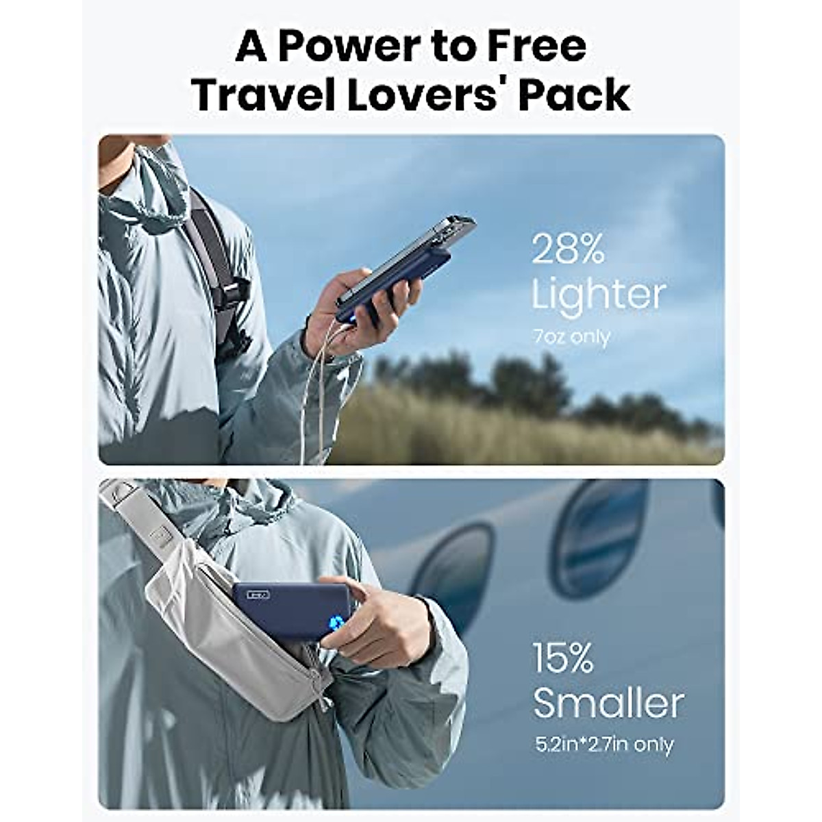 INIU Portable Charger, USB C Slimmest & Lightest Triple 3A High-Speed 10000mAh Power Bank, Flashlight Battery Pack Compatible with iPhone 14 13 12 X Plus Samsung S21 Google LG iPad, etc [2023 Version]