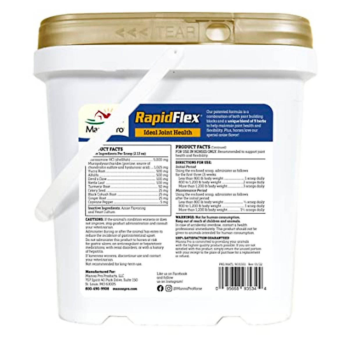 Manna Pro Rapid Flex | Fast Acting Joint Supplement for Horses | Clinically Proven Unique Patented Formula | 4 Pounds, White