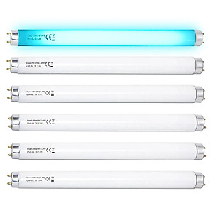 Konideke 6 Pack T8F10W BL 10W Replacement Bulbs T8 10 Watts Fluorescent Tube for 20W Device 13 Inch 365-nm Black Light