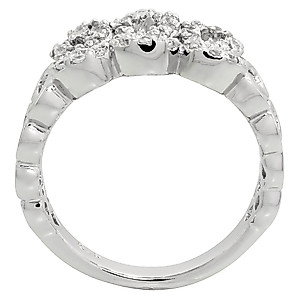 Sterling Silver Good Luck 888 Cubic Zirconia Ring with High Quality Brilliant Cut Stones, 7/16 inch (11 mm) wide, size 10