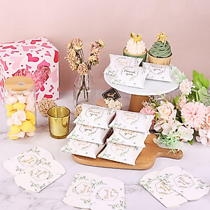 Haomian 100 PCS 4.5Inch x 3.5Inch Kraft Paper Pillow Gift Boxes Candy Treat Gift Box Wedding Party Favor Boxes Sweet Bags Thank You Box for Wedding Bridal Shower Baby Shower Birthday Party Supplies