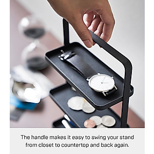 Yamazaki Home Tower 4-Tier Accessory Tray - Jewelry Holder & Storage Organizer - Steel, One Size, Black