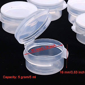 50 Pcs Plastic Cosmetic Jar 5g Empty Clear Case with Snap Lids Portable Mini Storage Box Makeup Jar Sample Bottle Sealing Pot Cosmetic Containers by EORTA for Sampling, Traveling, Mixing