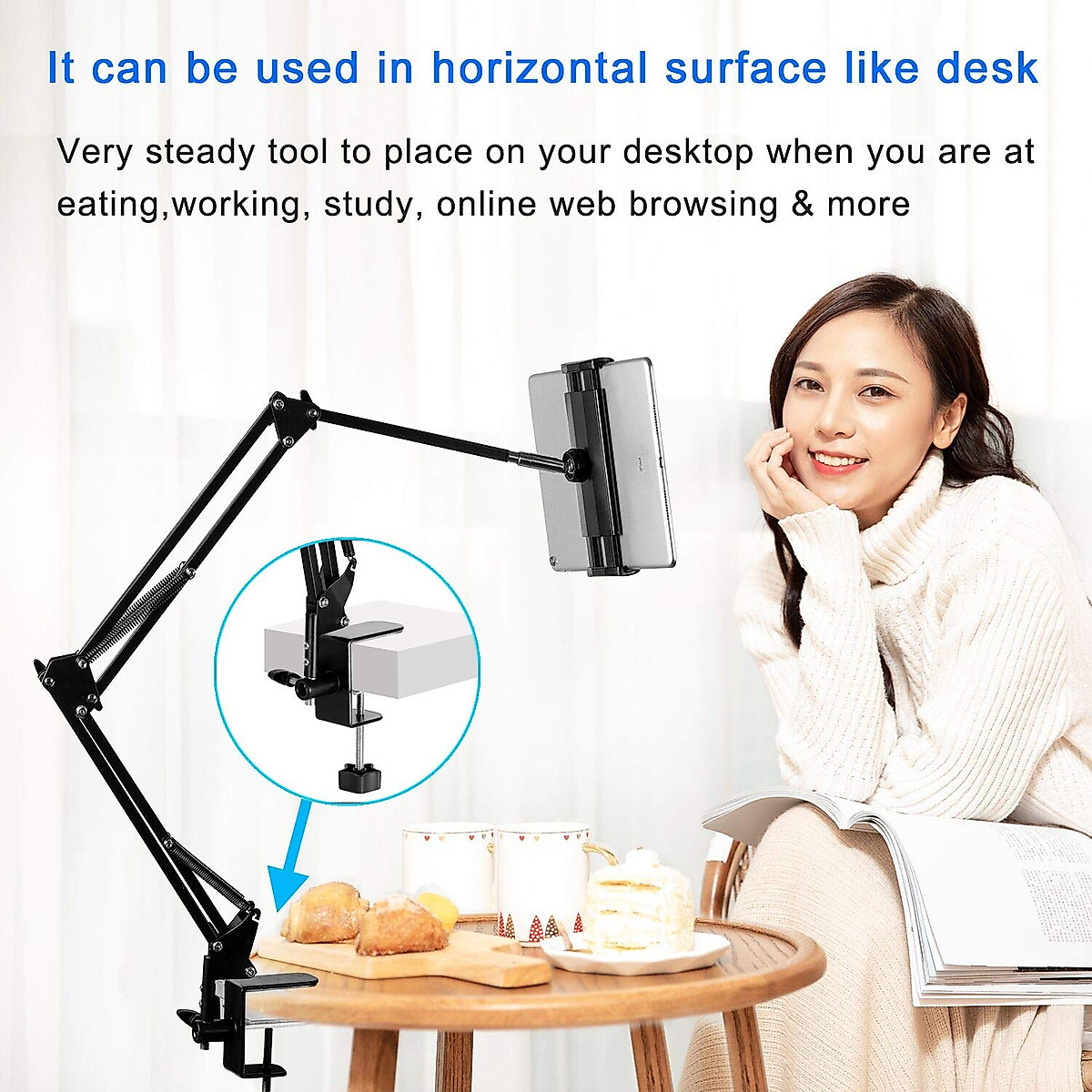 Tablet Stand Adjustable,Foldable Tablet Stand for Bed,Aluminum Universal Flexible Tablet Holder with 360 Degree Rotation Compatible with iPad/iPhoneX/iPad Pro/N-Switch,or Other 4.5~12.9 Inches Devices
