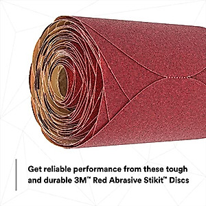 3M Stikit Red Abrasive Sanding Discs, 01112, No Hole, 6 in, 180+ Grade, Pack of 100 Discs, for Auto Sanding, Primer Sanding, E-Coat Sanding